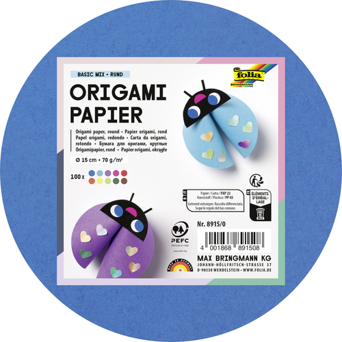 Origami Papier Folia 70GR Rond 15CM 100 Vel Assorti Kleuren ...