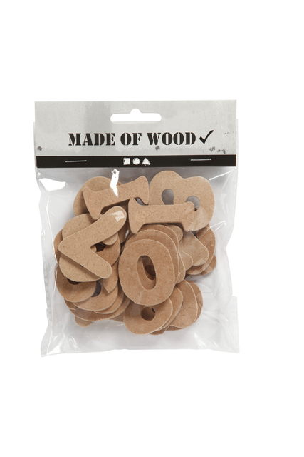 Cijfers 0-9 Creotime Hout 4CM Assorti | Kantoorartikel | 1391617 | Bruna