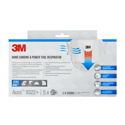 Stofmasker 3M Aura Voor Schuren 9322+ FFP2 Met Ventiel 5 Stuks ...