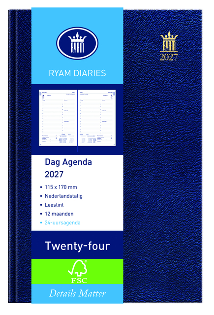 Agenda 2027 Ryam Twenty-Four Mundior 1Dag/1Pagina Blauw ...