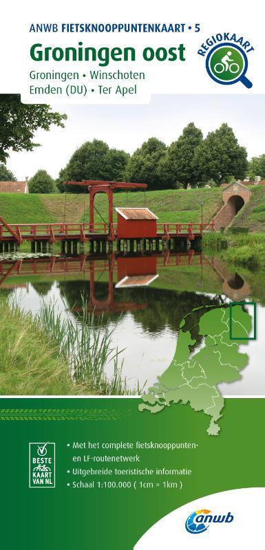 Fietsknooppuntenkaart Groningen oost 1:100.000, Anwb | Topografische ...