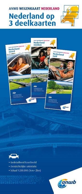 Wegenkaart Nederland Set Noord-Midden-Zuid, Anwb | Topografische kaart ...